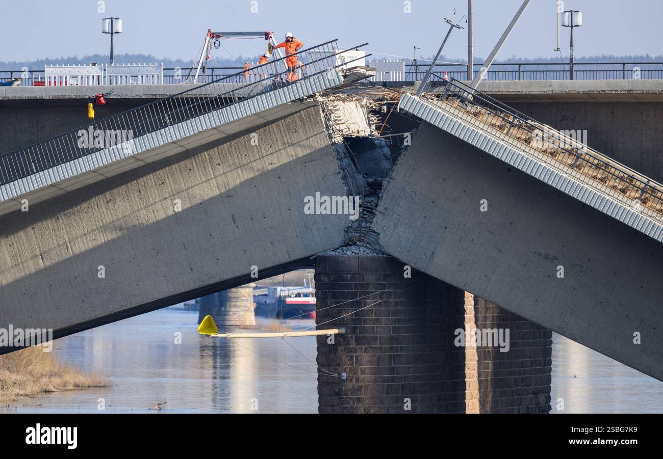 03 February 2025, Saxony, Dresden: Experts work on the partially ...