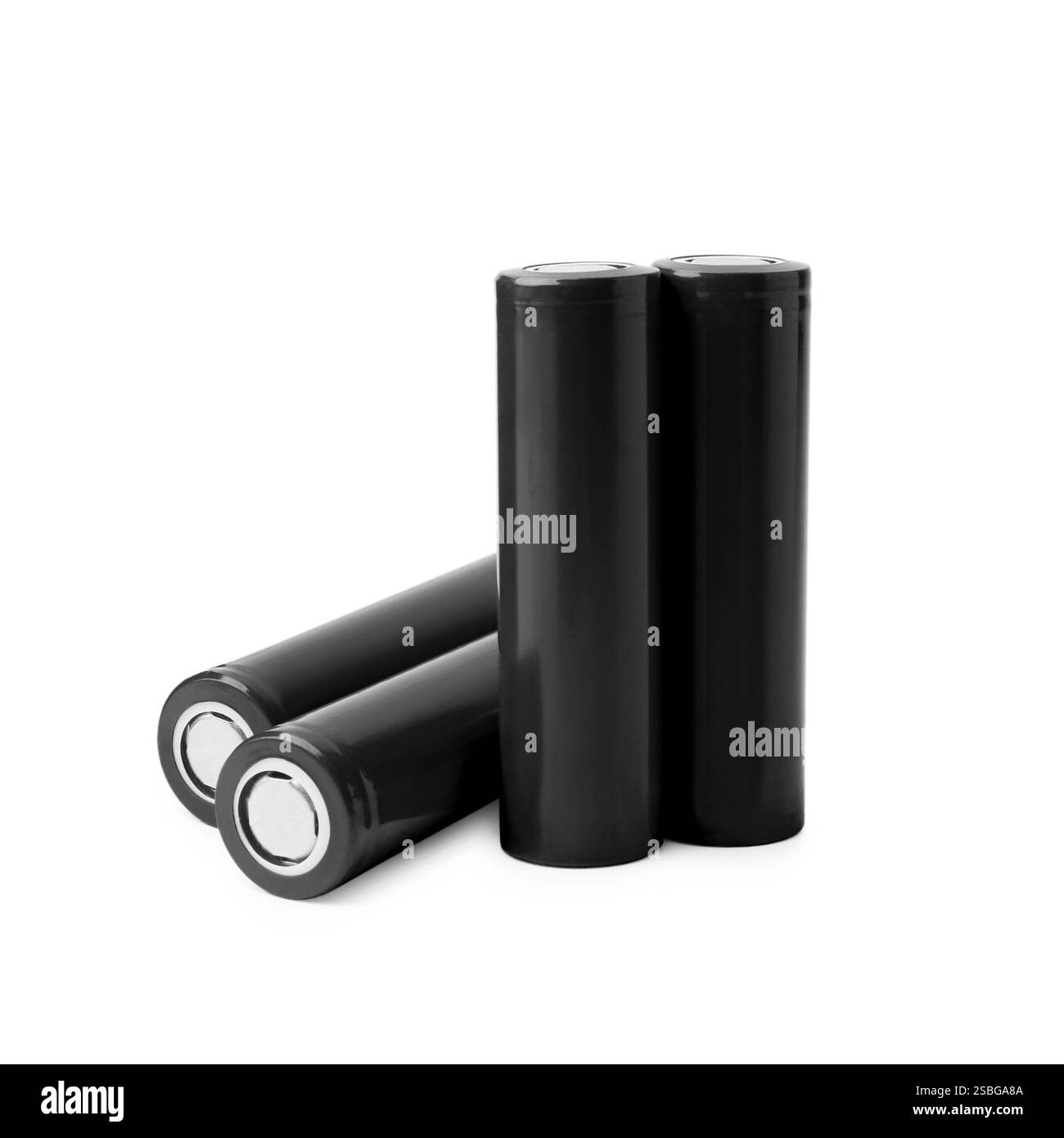 Group cylindrical batteries electric charge Black and White Stock ...