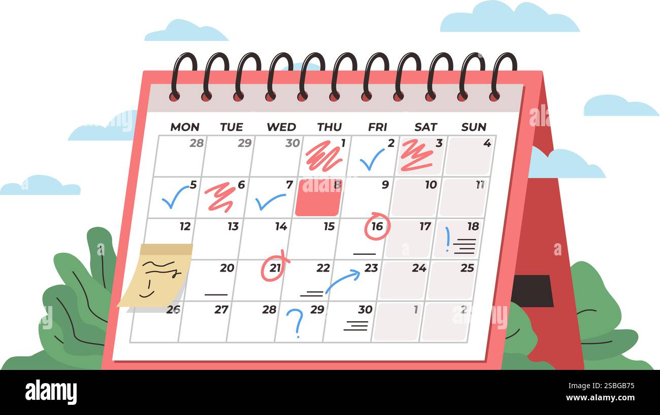 Calendar time management concept. Vector colorful conceptual ...