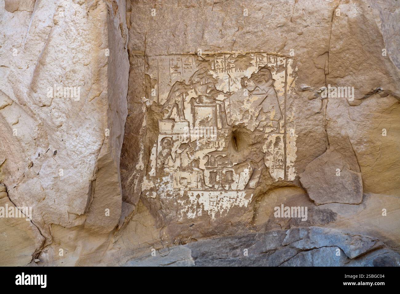 Close up of Stela and rock-art in cliff face near Kanais, Temple of ...
