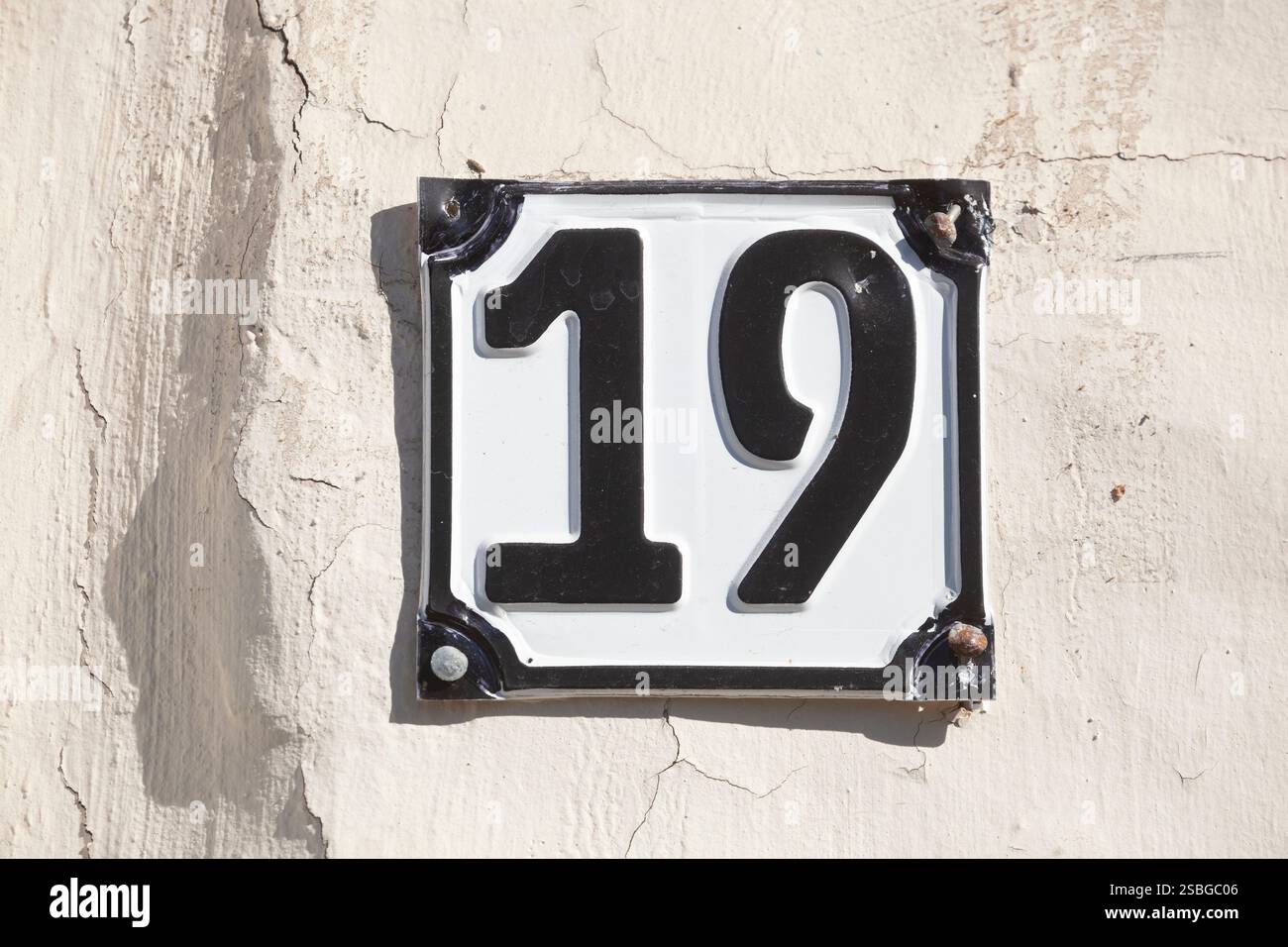 White house license plate number 19 on white background, Germany Stock ...