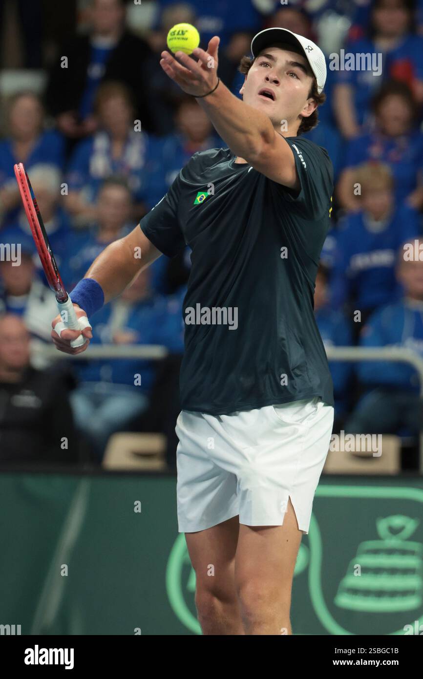 Joao Fonseca of Brazil during day 1 of the Davis Cup 2025 Qualifiers ...