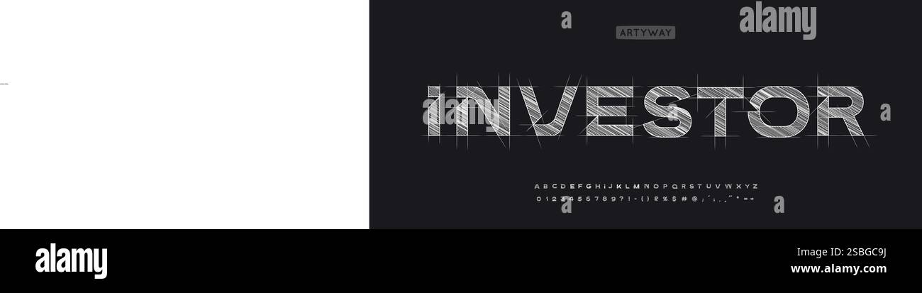 Architectural project font, technical draw style alphabet. Geometrical ...