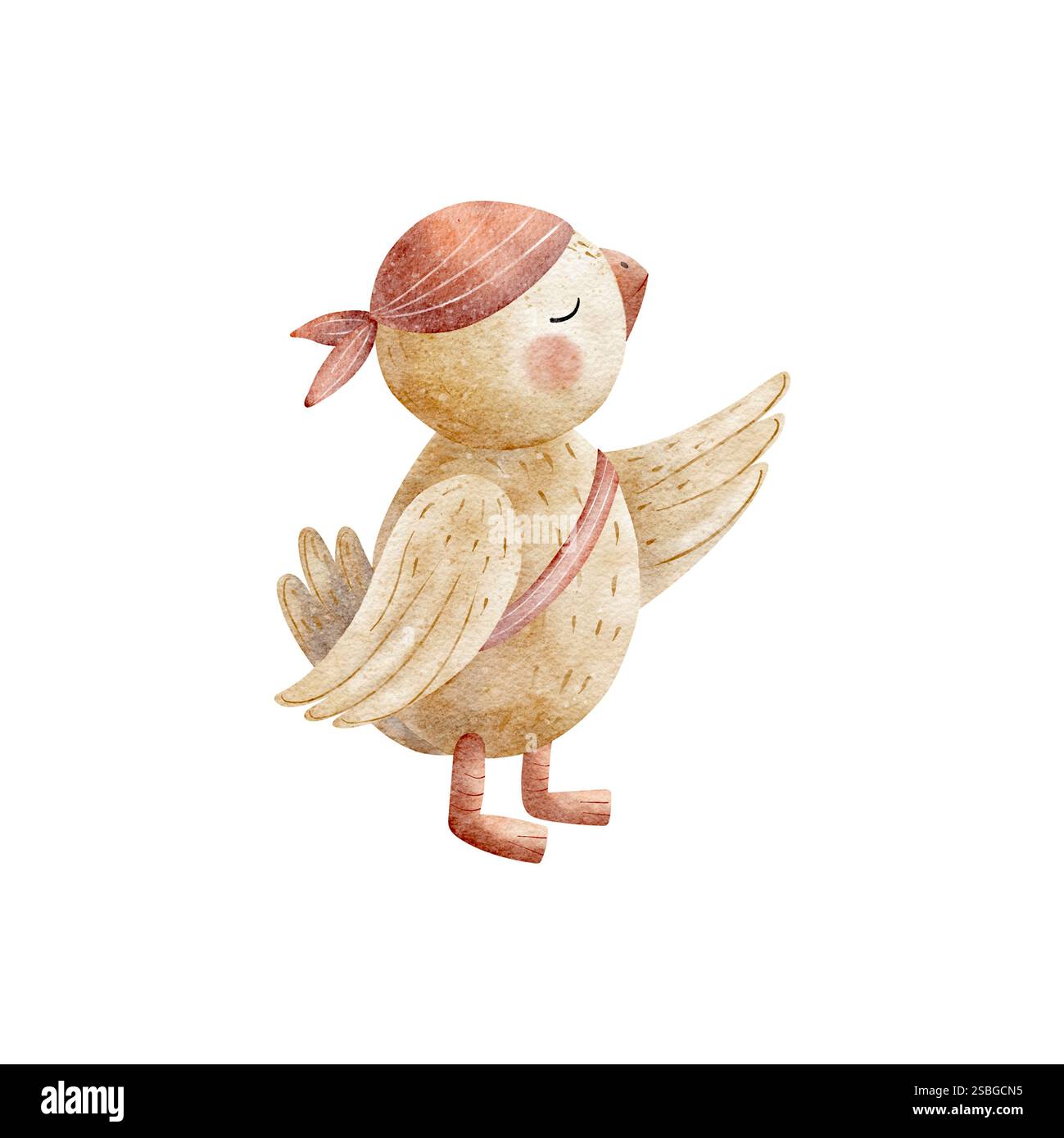 Parrot pirate captain's assistant. Watercolor illustration isolated on ...