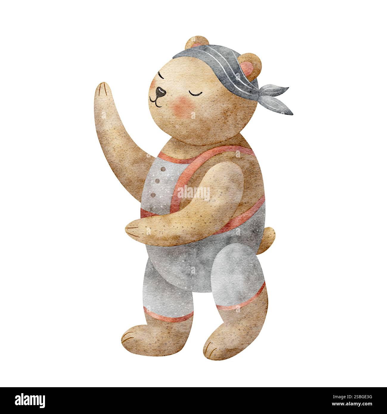 Bear pirate sailor part of the crew. Watercolor illustration isolated ...