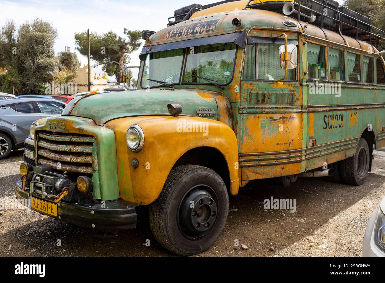Old school bus repurposed to travel camper van vintage old timer ...