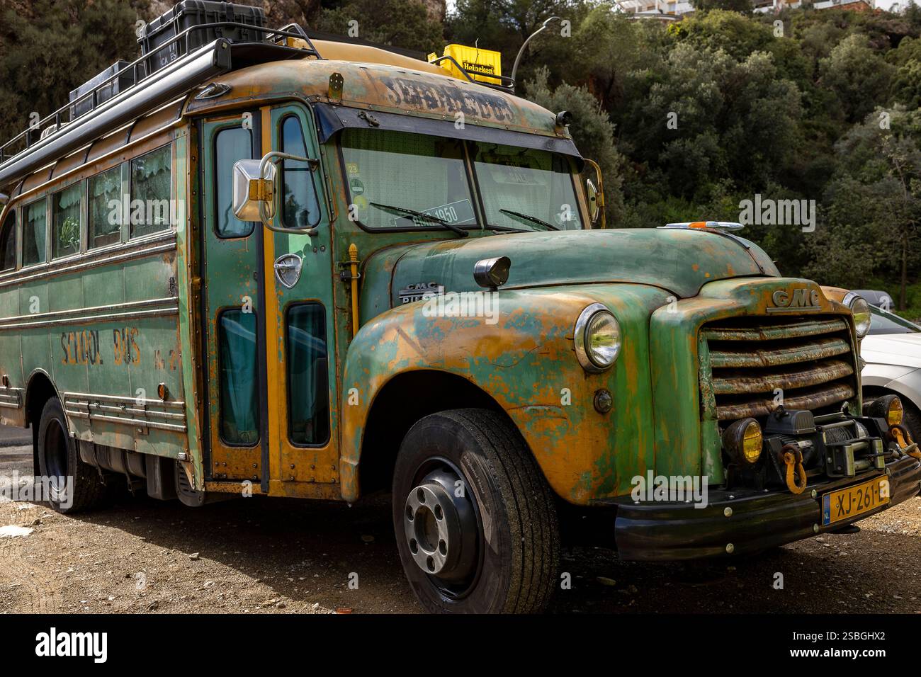 Old school bus repurposed to travel camper van vintage old timer ...