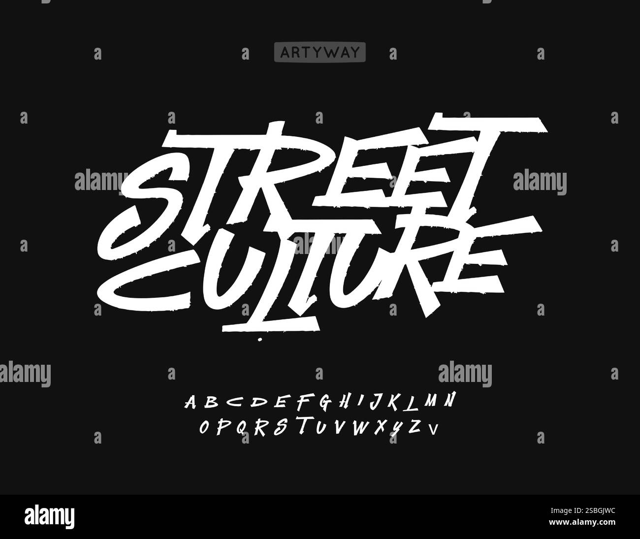 Street culture font, raw dynamic letters, street art freestyle alphabet ...