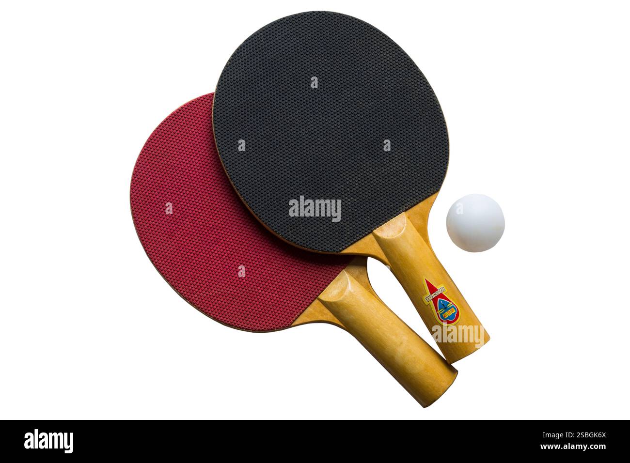 old Table Tennis bats and ball isolated on white background - Dragon ...