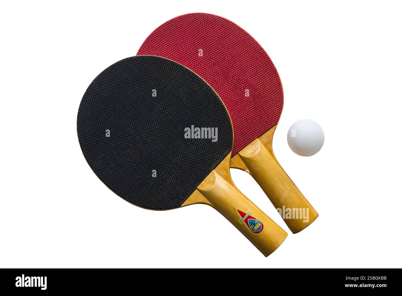 old Table Tennis bats and ball isolated on white background - Dragon ...