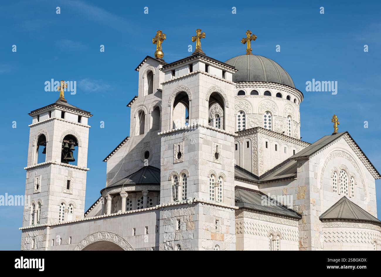 Orthodox church of the Resurrection of Christ on a sunny day with blue ...