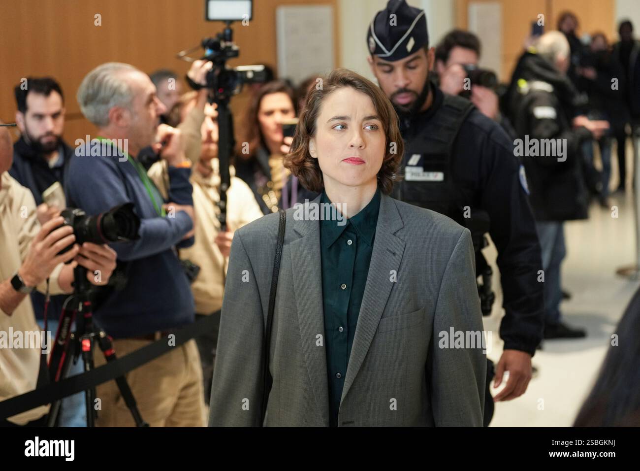 French actor Adele Haenel arrives at courthouse in Paris, Monday, Feb. 3, 2025. (AP Photo ...