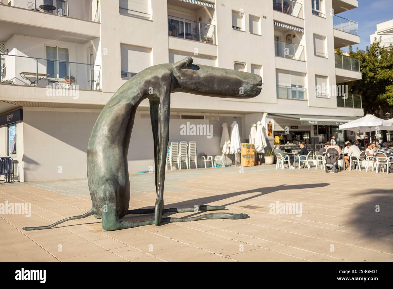 Bronze larger than life dog figure sculpture statue on beach boulevard ...