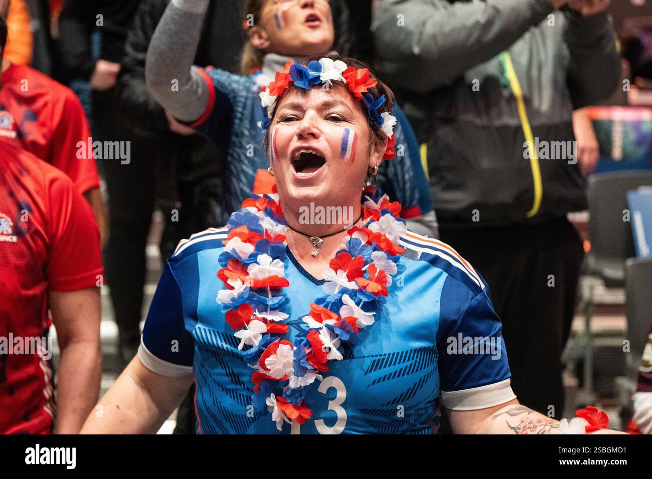 Oslo, Norway. 02nd Feb, 2025. French handball fans seen at the 2025 IHF Men's Handball World Cup ...