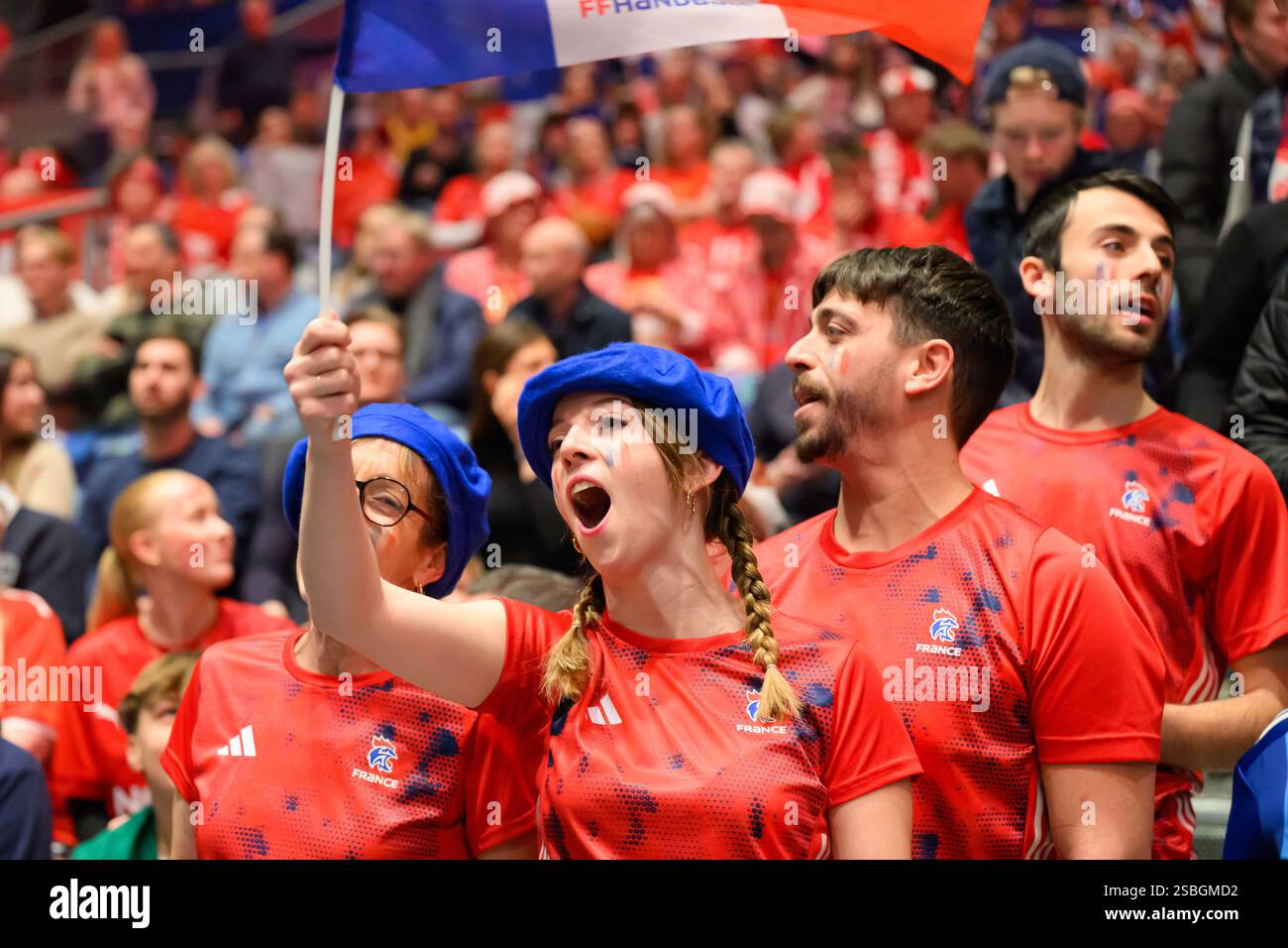 Oslo, Norway. 02nd Feb, 2025. French handball fans seen at the 2025 IHF Men's Handball World Cup ...