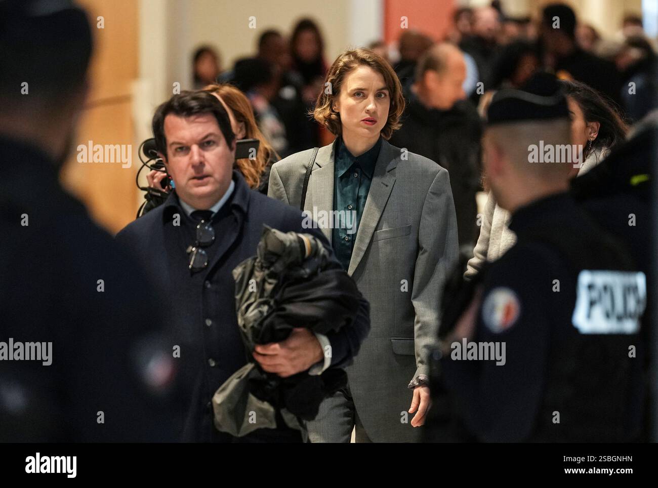 French actor Adele Haenel arrives at courthouse in Paris, Monday, Feb ...