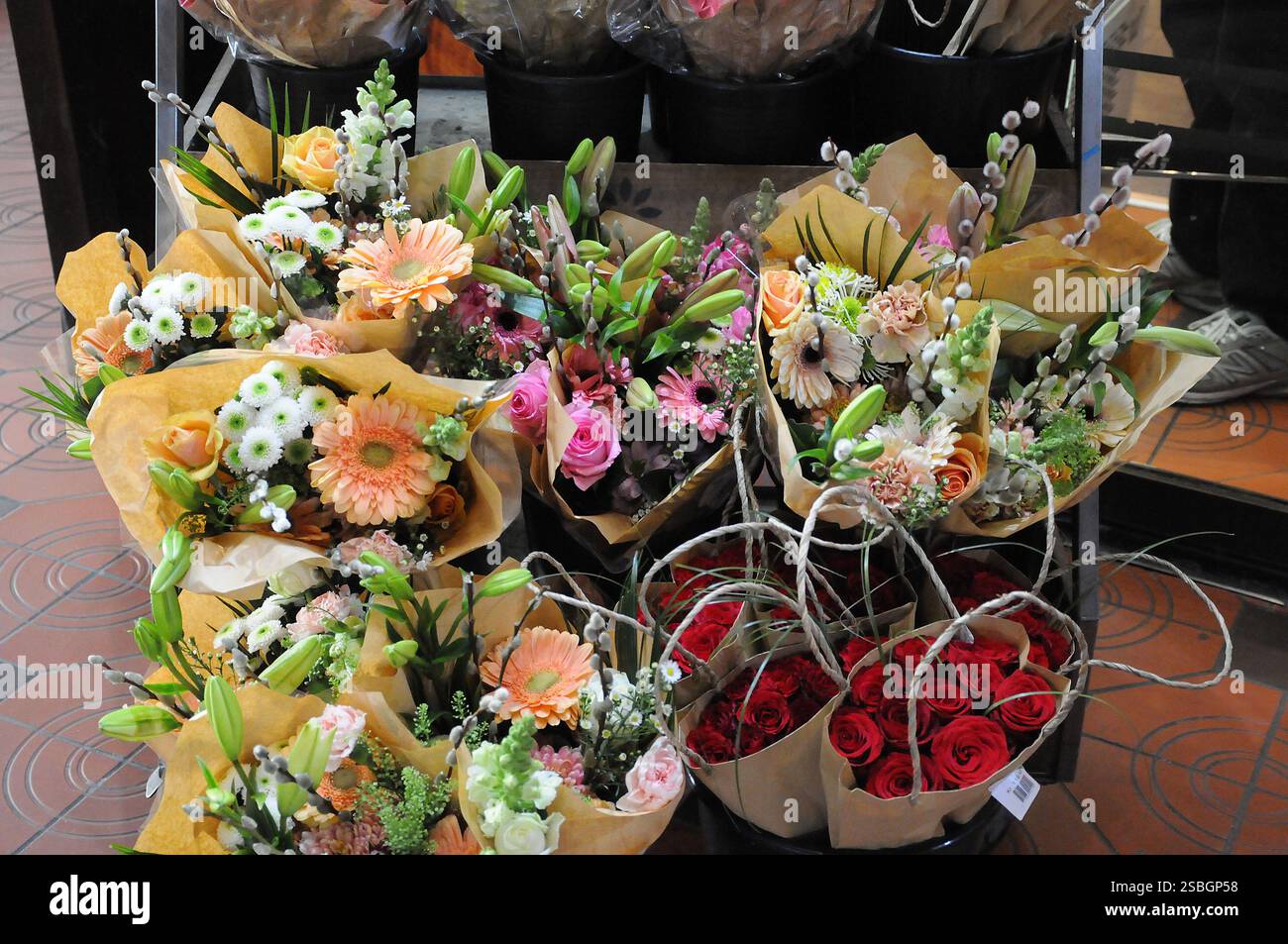 Copenhagen/ Denmark/03 february 2025/ Flower vendor display flower ...