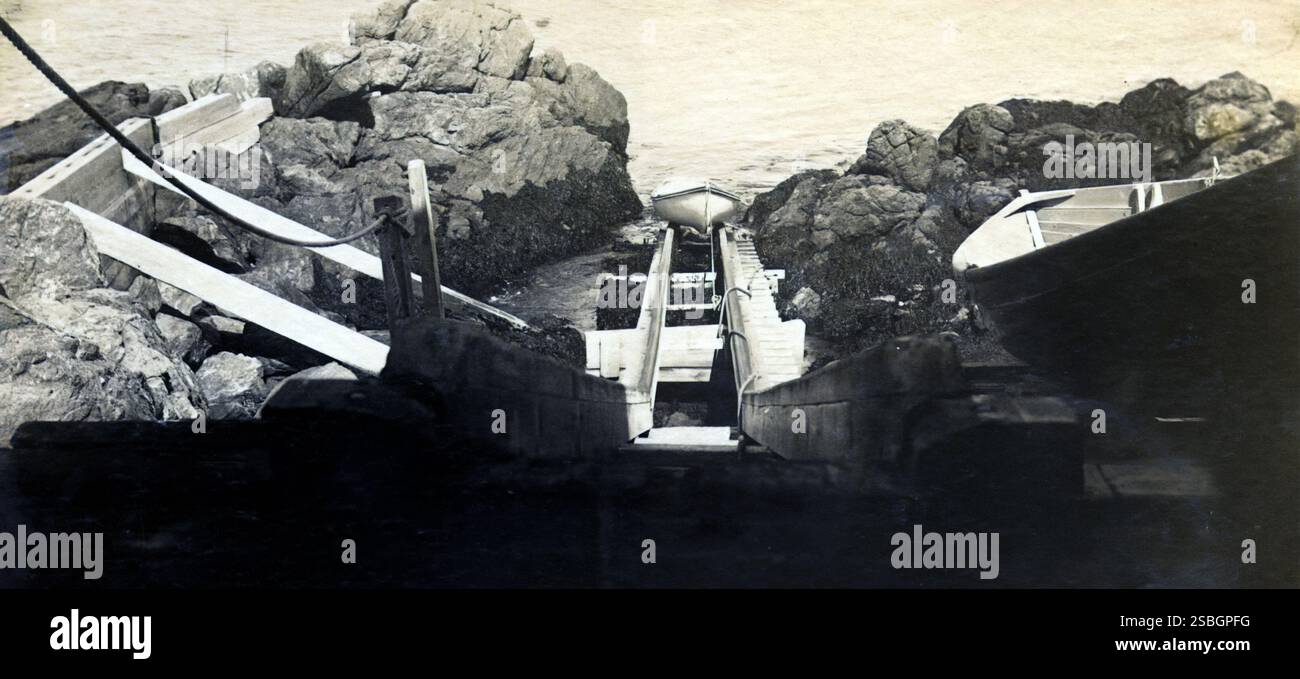 Boat slipway structure, lighthouse, Libby Island, Maine, USA Stock ...