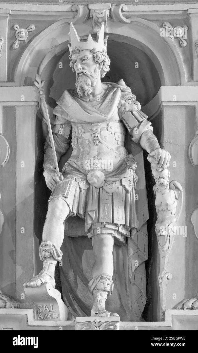 Genova - The statue king Salomon in the church Chiesa di San Rocco ...