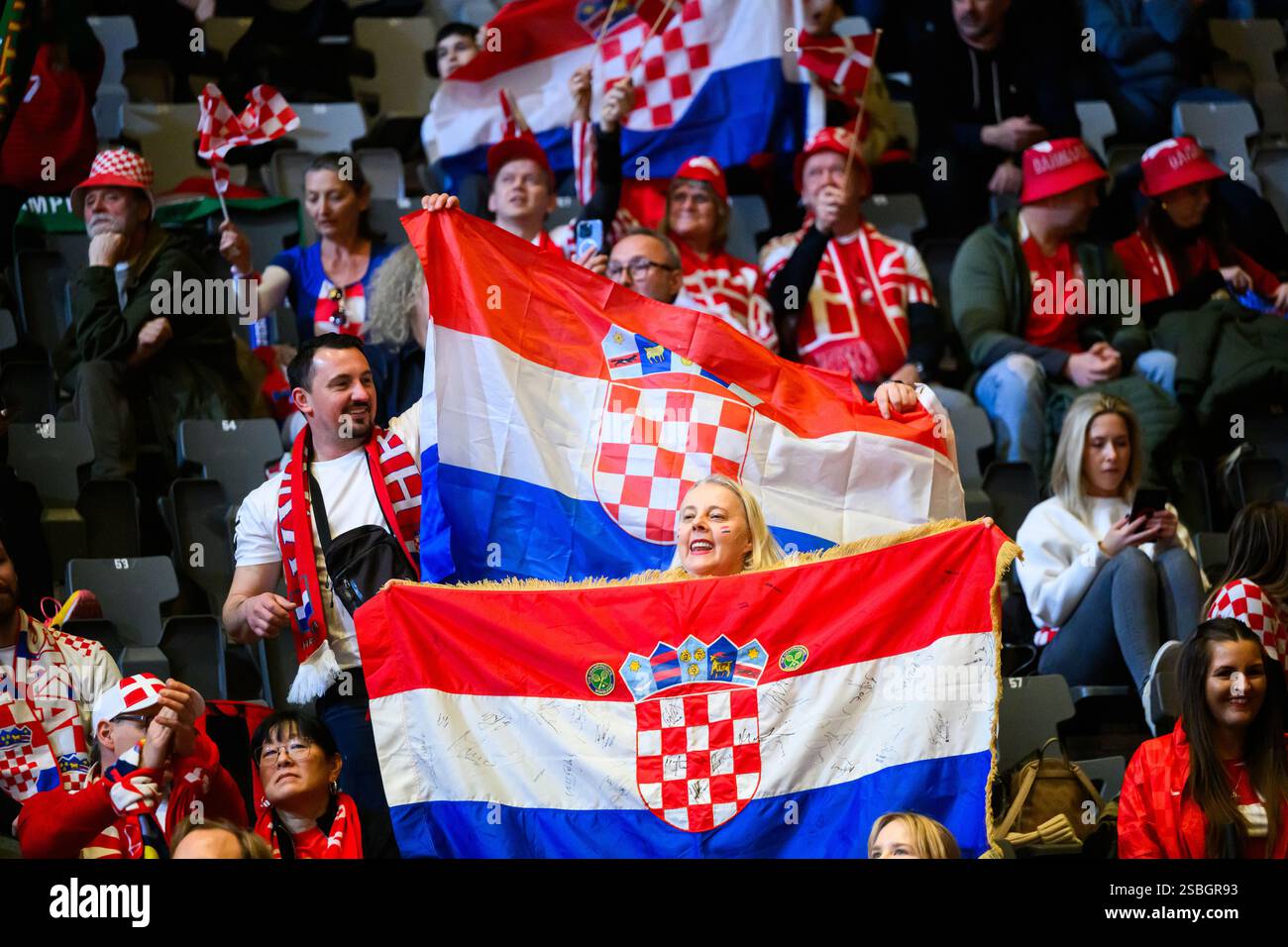 Oslo, Norway. 02nd, February 2025. Croatian handball fans seen at the ...