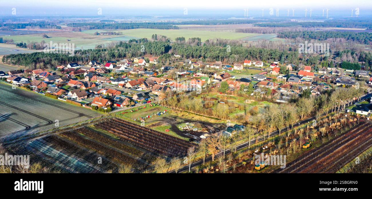 Aerial view capturing suburban housing development merging with ...