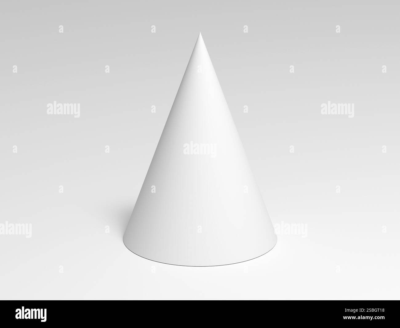 Abstract still life installation, white cone is in empty studio. 3d ...