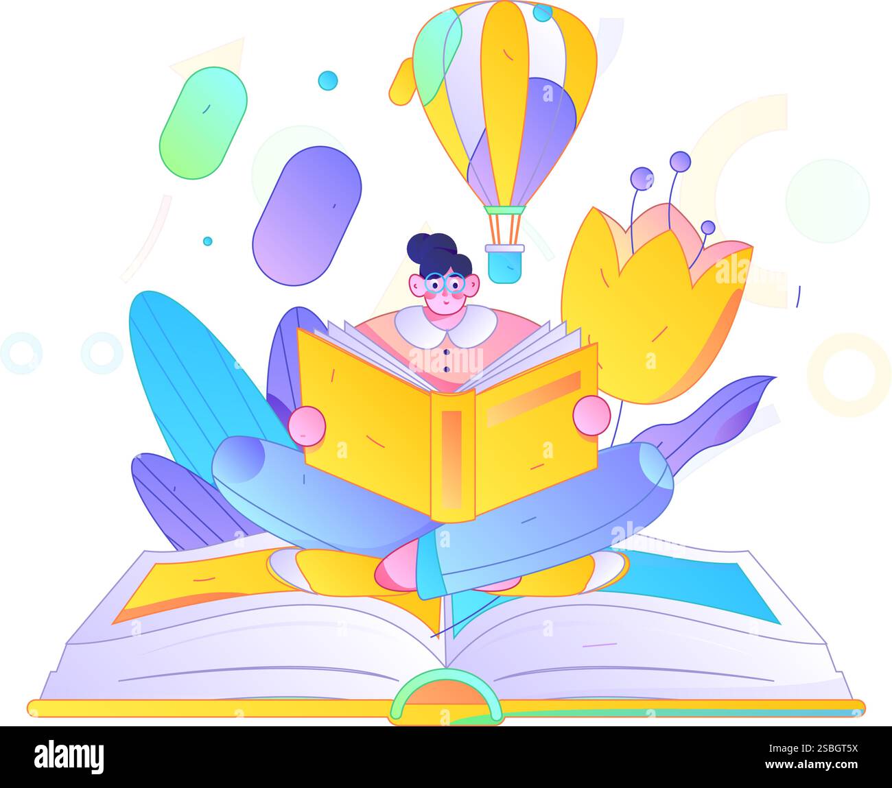 Character reading quietly vector concept operation hand drawn ...