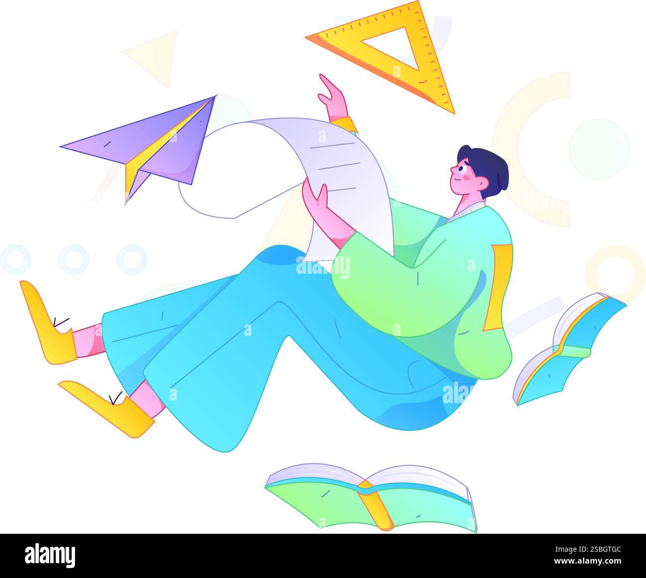 Character reading quietly vector concept operation hand drawn ...