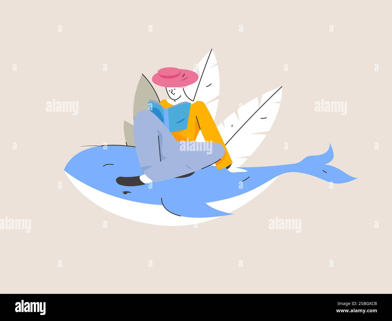 Character reading quietly vector concept operation hand drawn ...