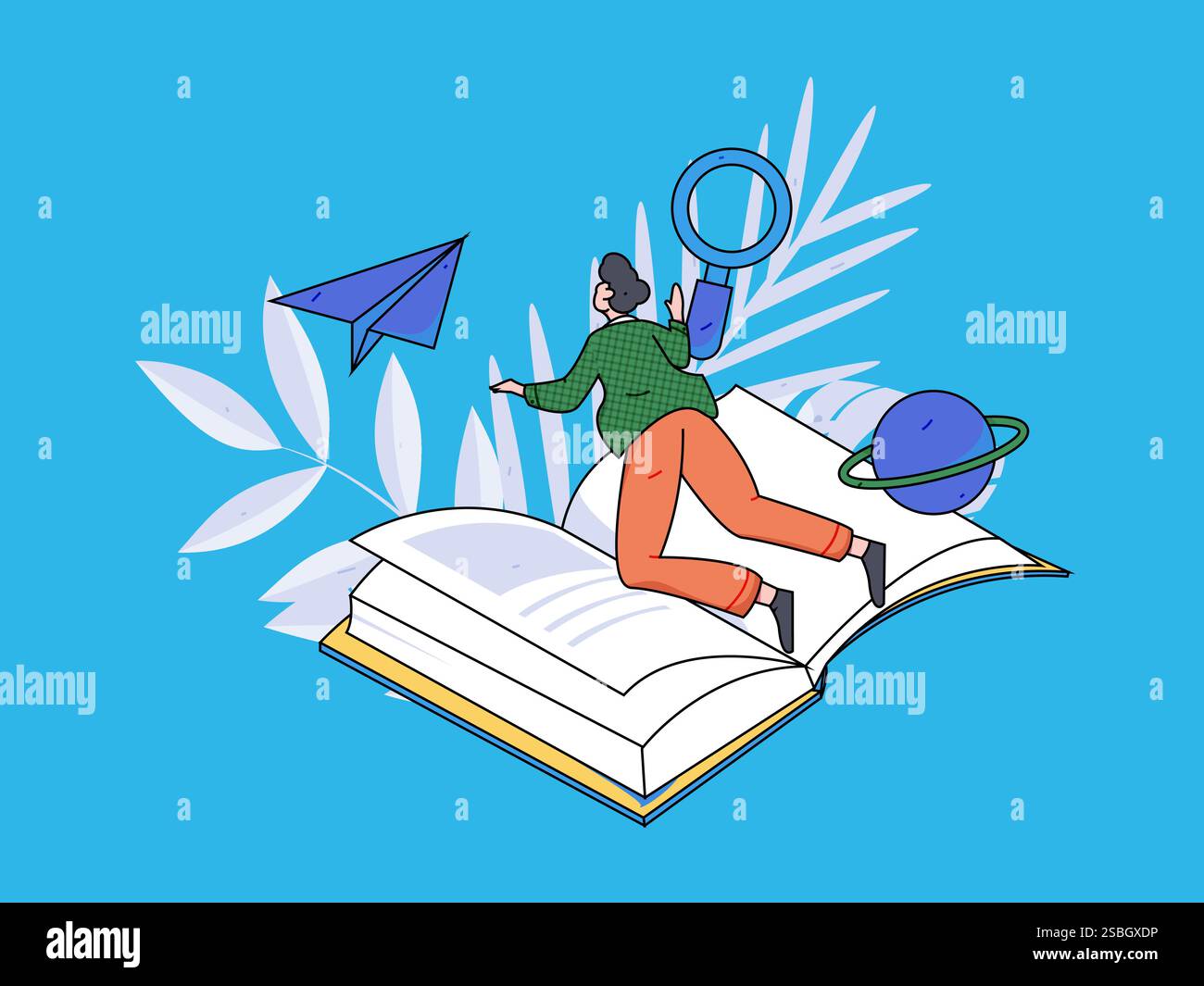 Character reading quietly vector concept operation hand drawn ...