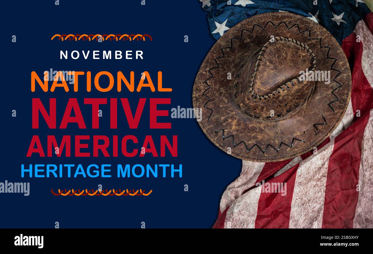 National Native American Heritage Month celebration with USA flag and ...