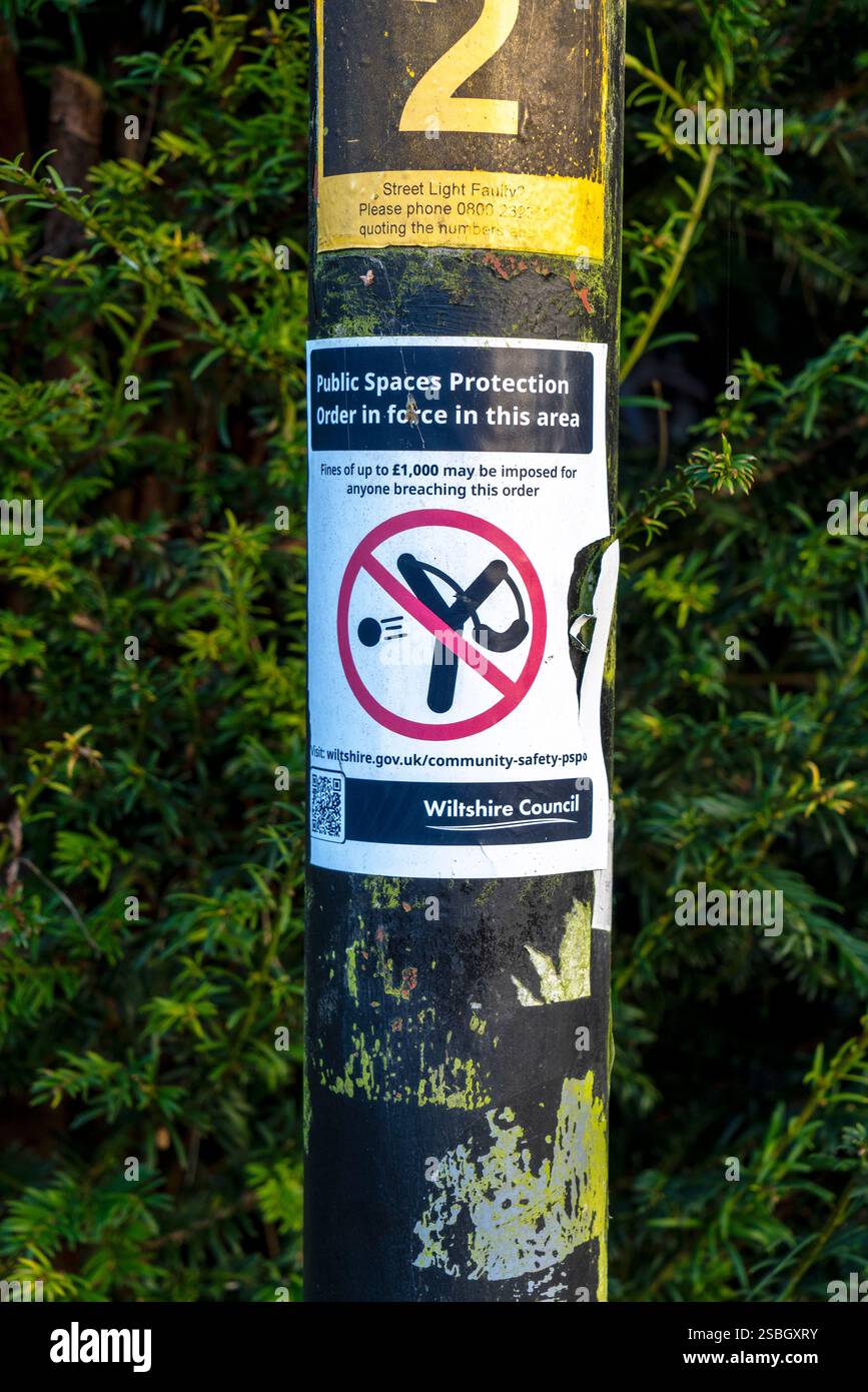 Public spaces protection order sticker sign with a catapult graphic ...
