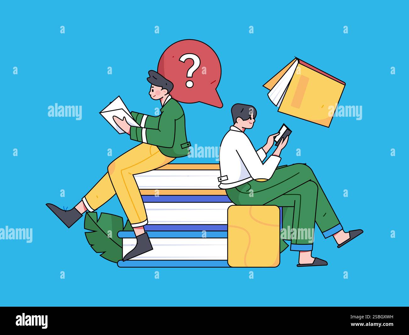 Character reading quietly vector concept operation hand drawn ...
