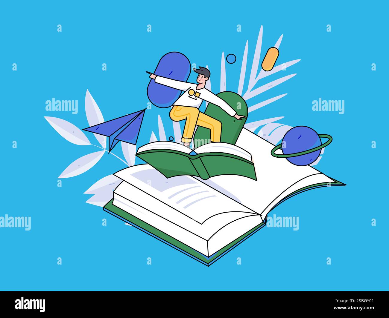 Character reading quietly vector concept operation hand drawn ...