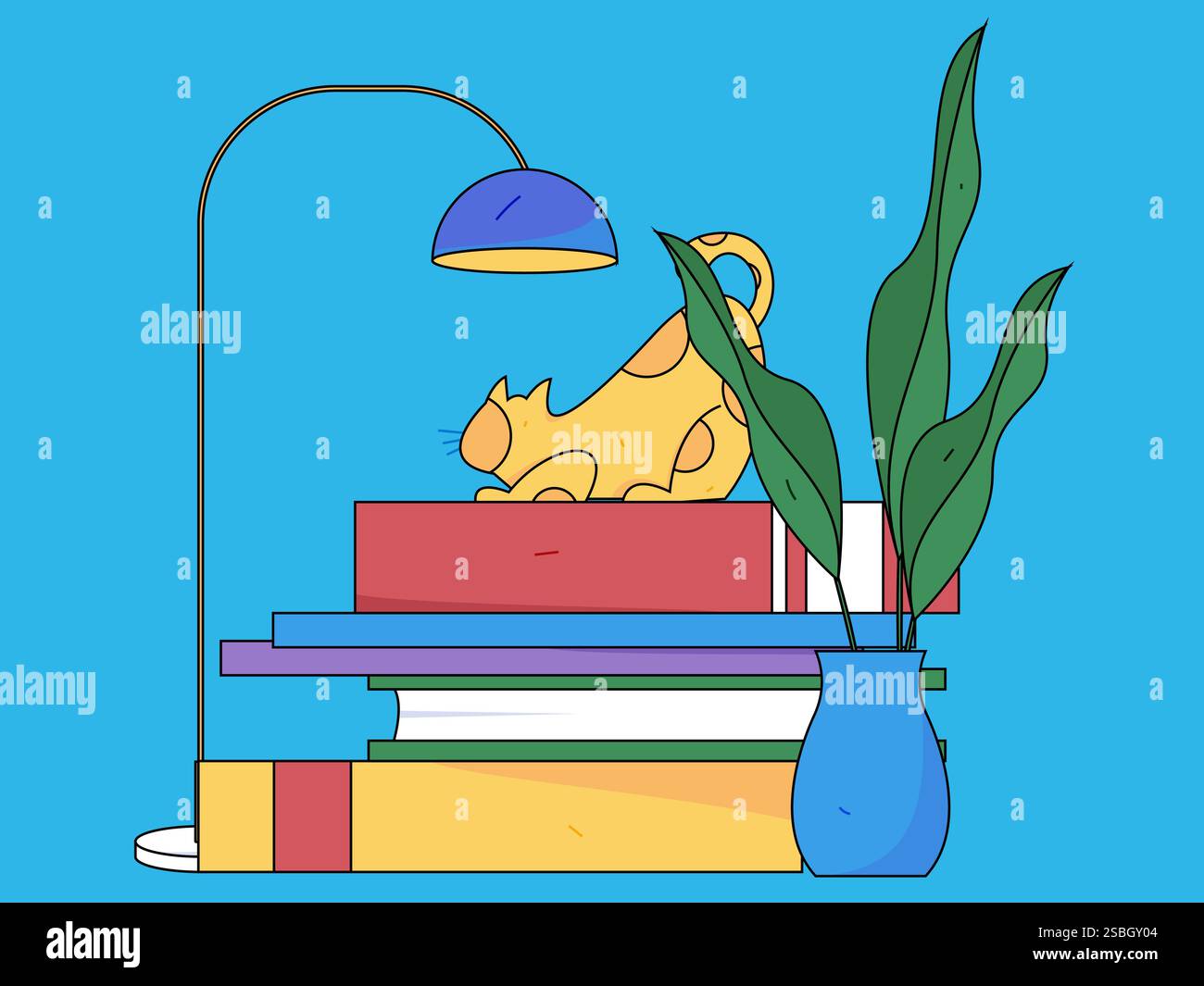 Character reading quietly vector concept operation hand drawn ...