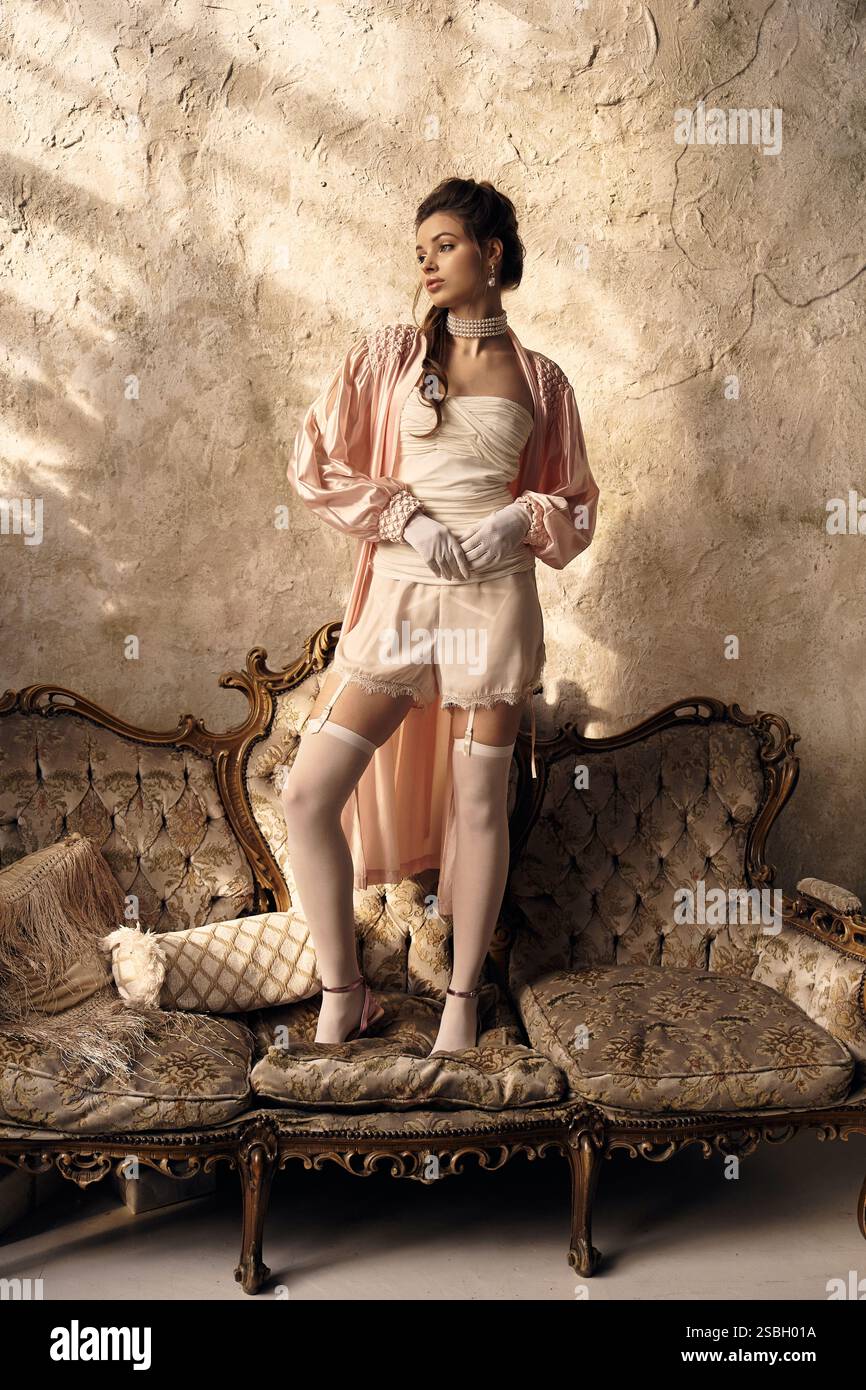 A Beautiful Nymph Stands Gracefully In A Vintage Room Captured In Soft