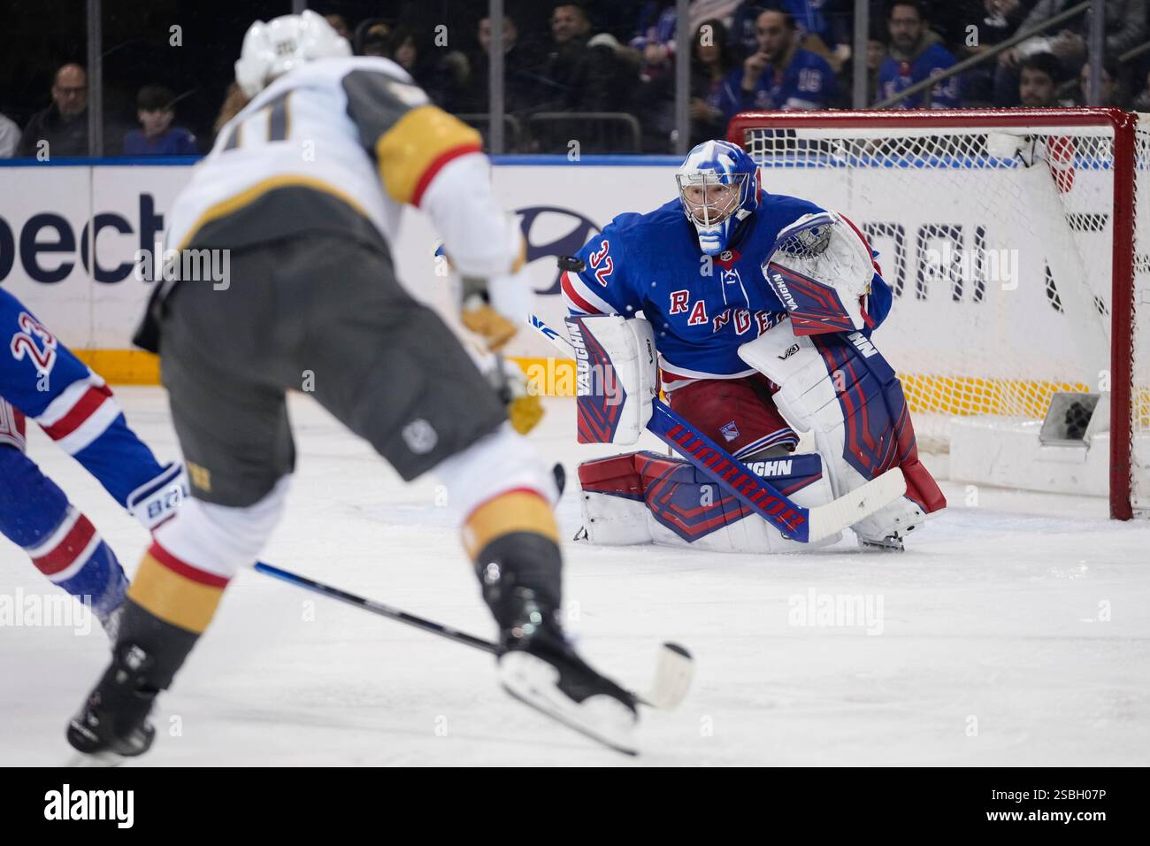 New York Rangers goaltender Jonathan Quick (32) stops a shot by Vegas ...