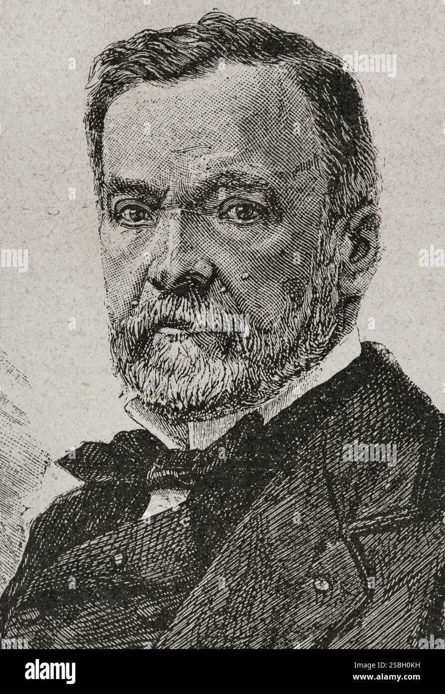 Louis Pasteur (1822-1895). French chemist and microbiologist. Portrait. Engraving. La ...
