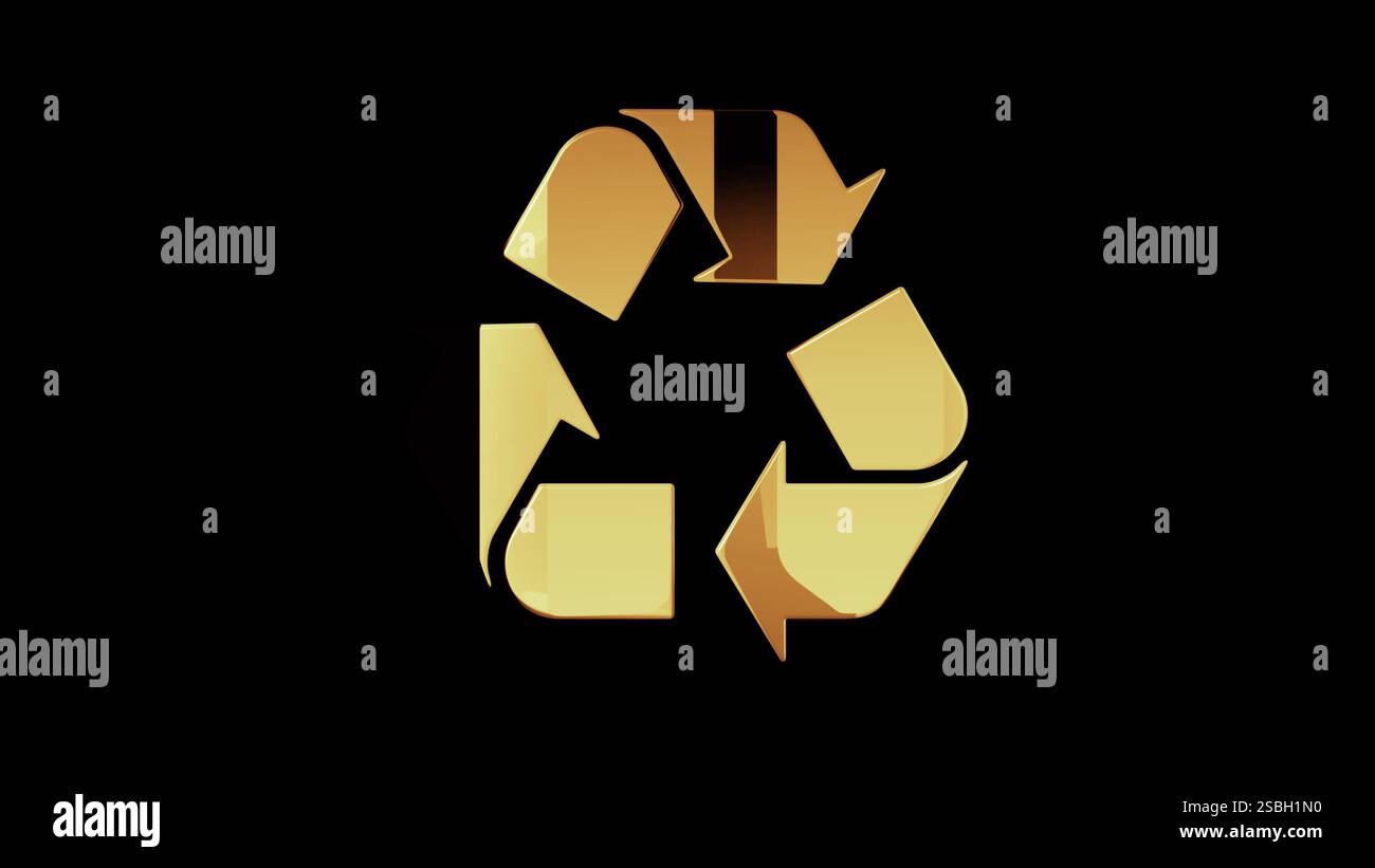 Recycling ecology environment and waste segregation golden metal symbol ...