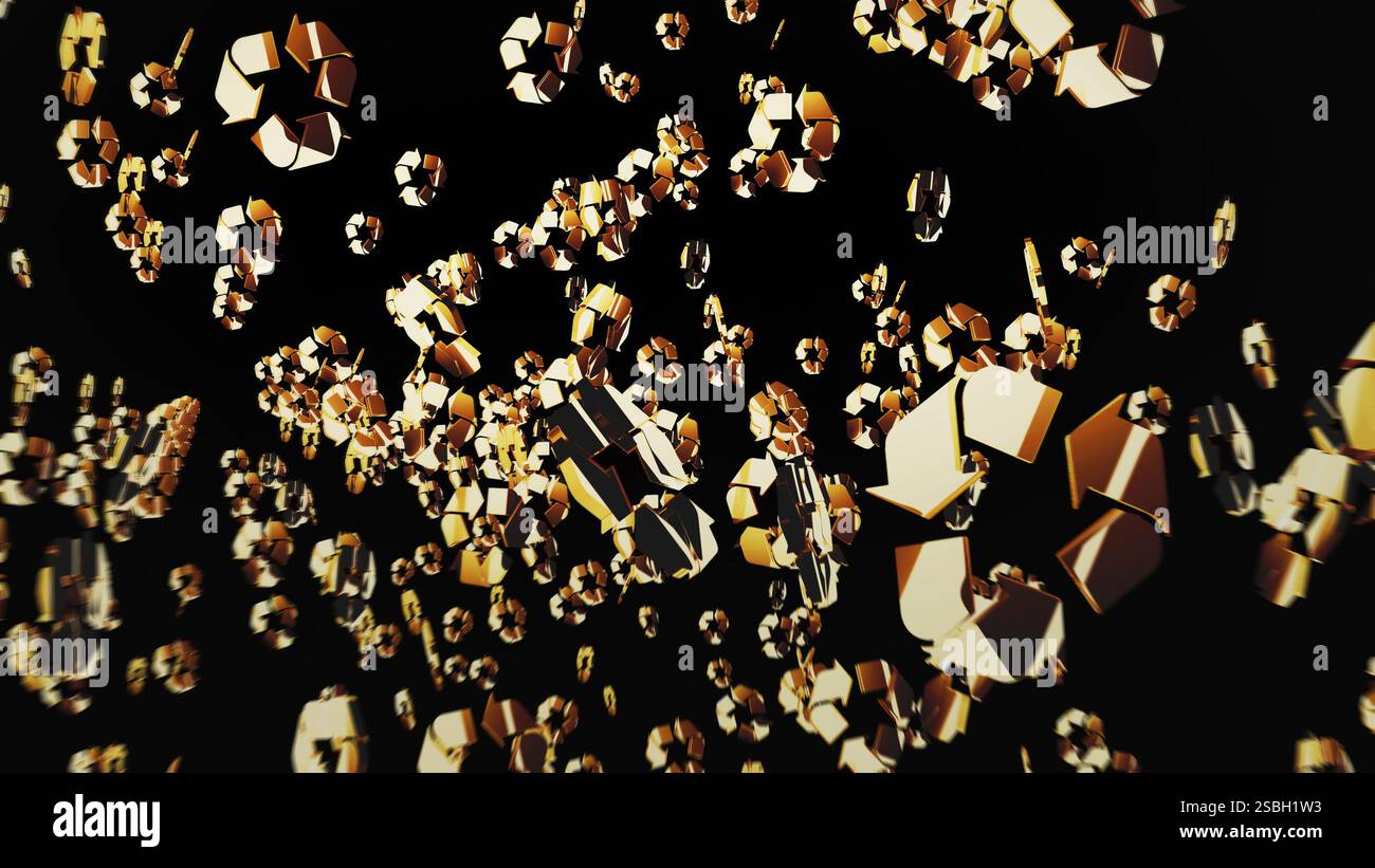 Recycling ecology environment and waste segregation golden metal symbol ...