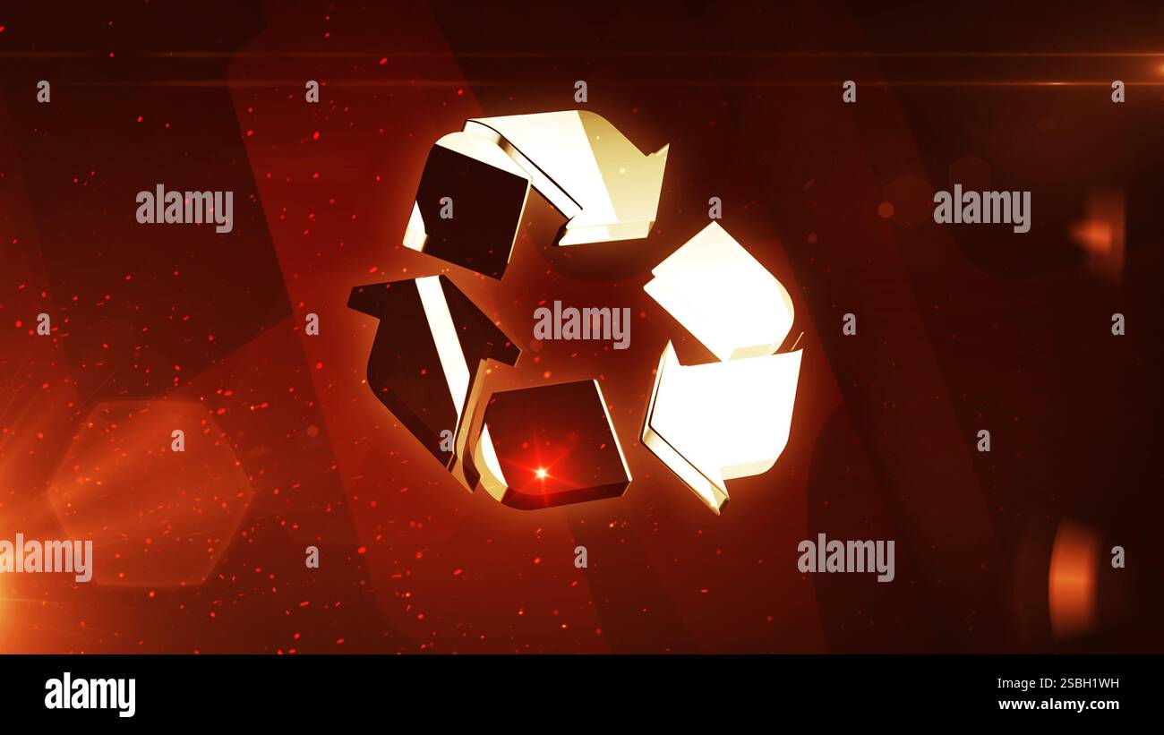 Recycling ecology environment and waste segregation golden metal symbol ...