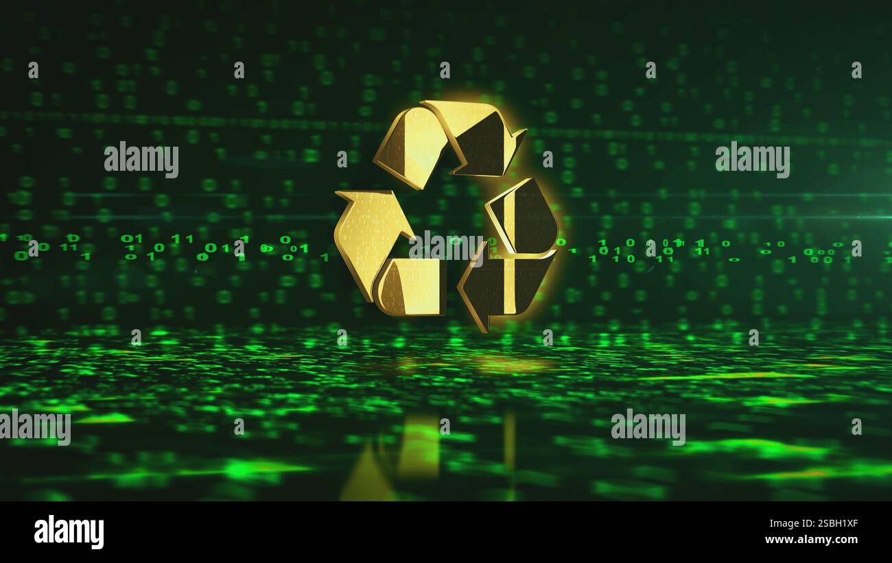 Recycling ecology environment and waste segregation golden metal symbol ...