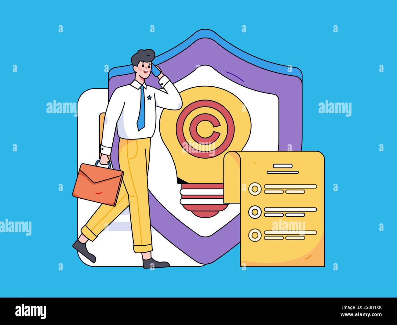 Protect intellectual property flat vector concept operation hand drawn ...