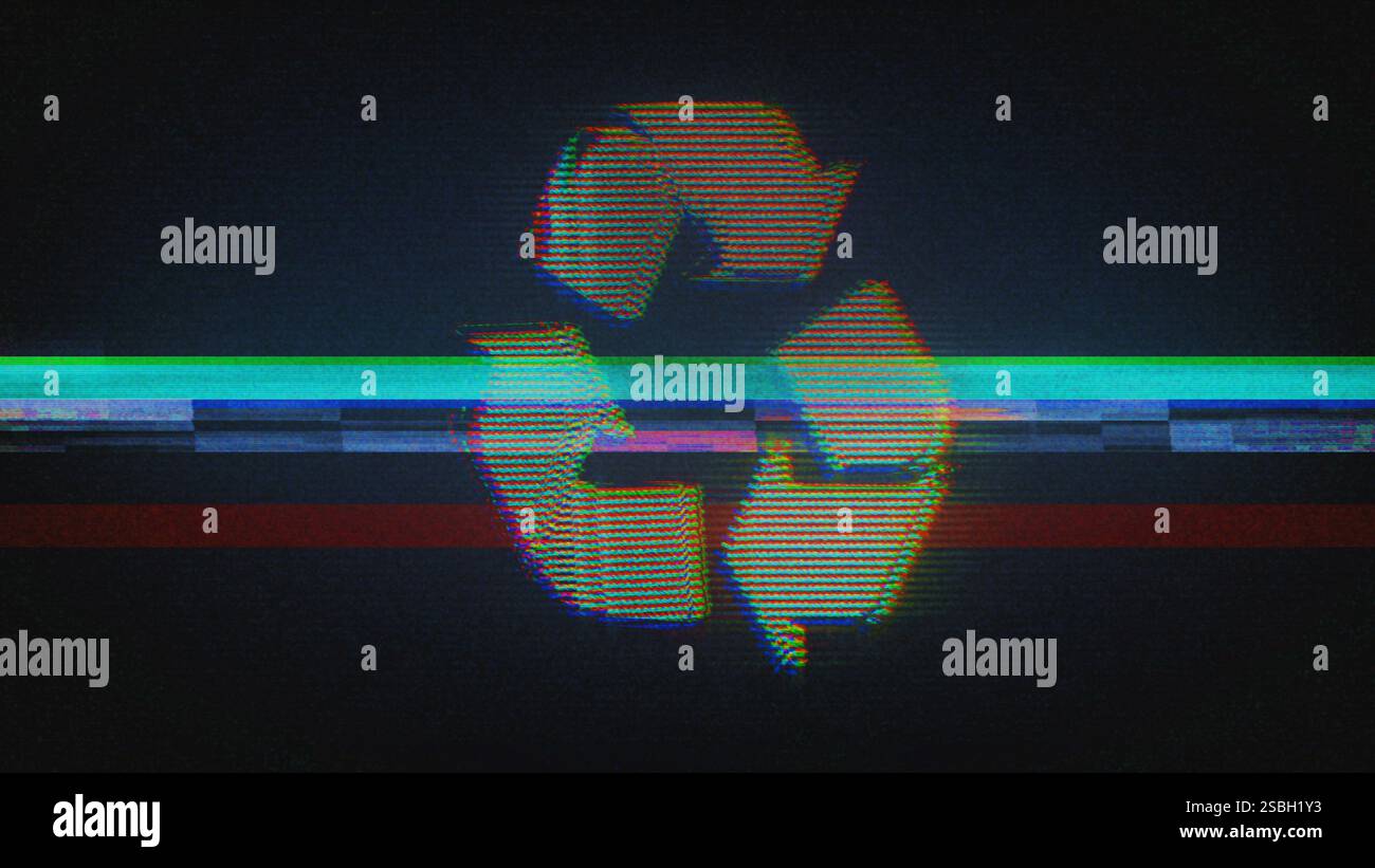 Recycling ecology environment and waste segregation symbol glitch and ...