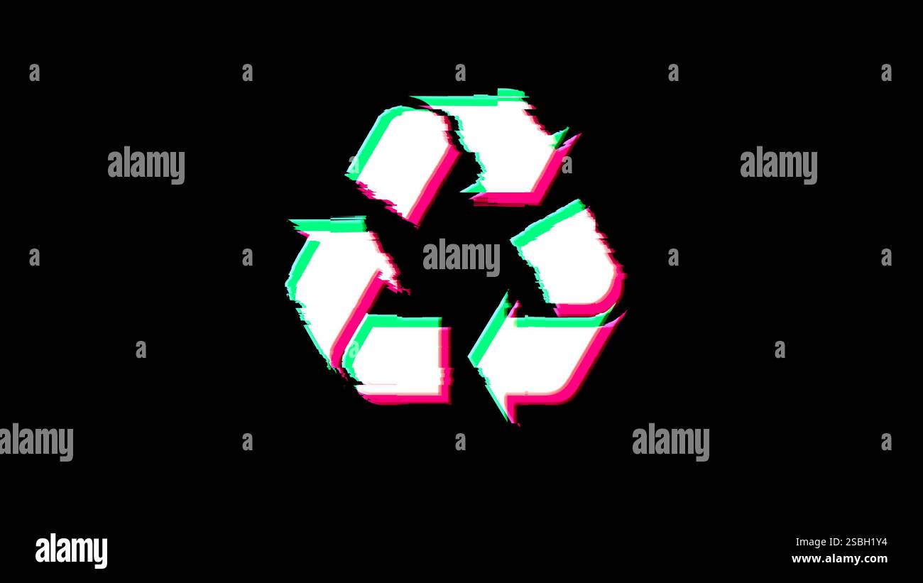 Recycling ecology environment and waste segregation symbol glitch and ...