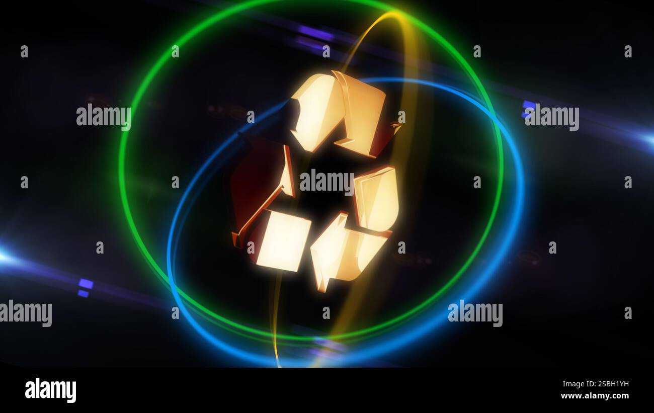 Recycling ecology environment and waste segregation golden metal symbol ...