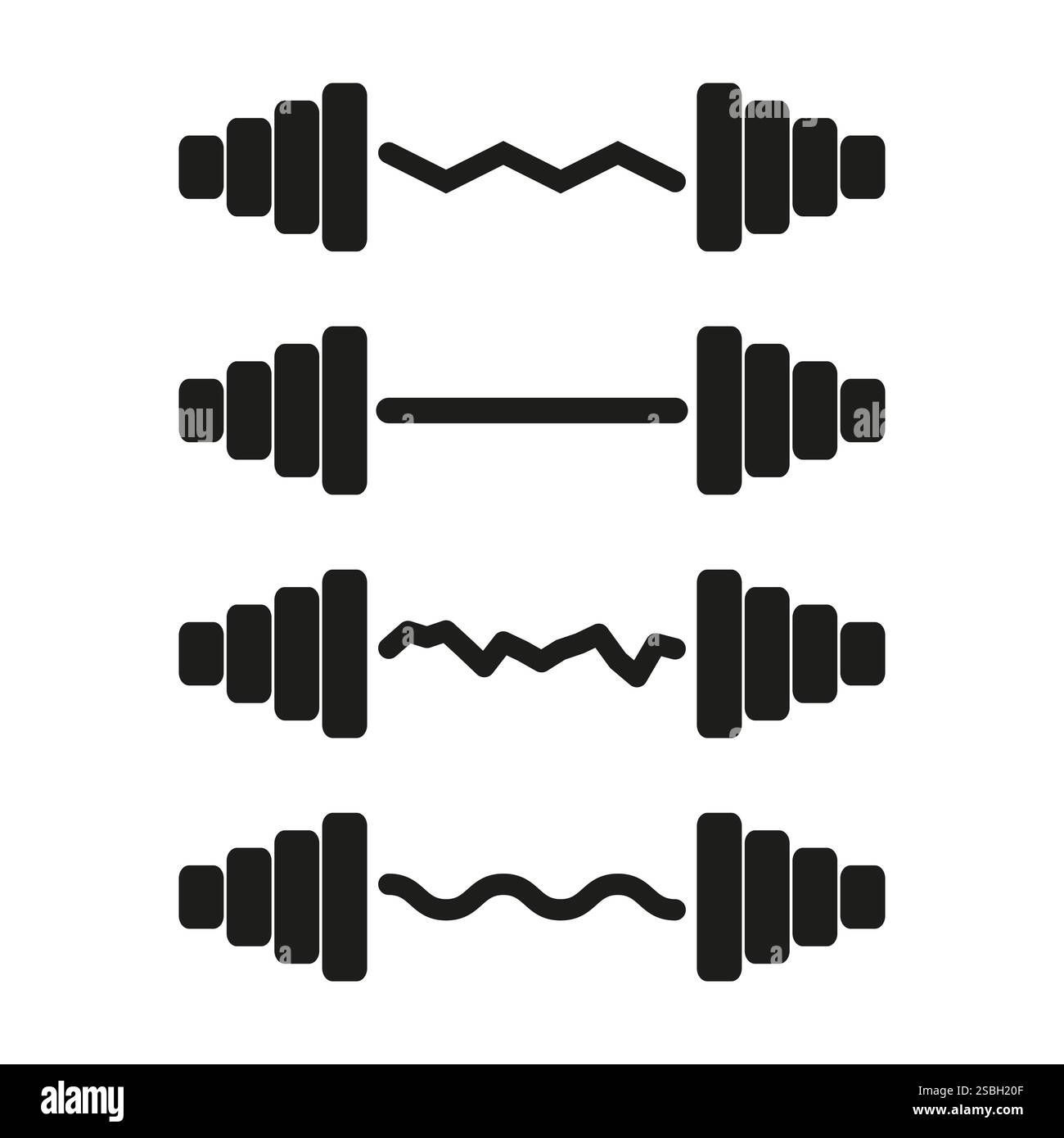 Dumbbell icon. Weightlifting bar symbol. Fitness equipment graphic ...