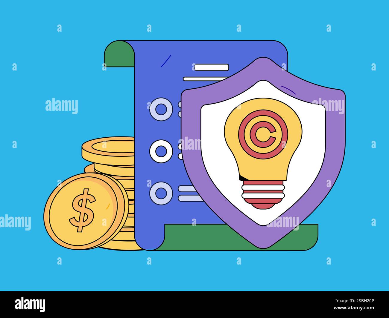 Protect intellectual property flat vector concept operation hand drawn ...