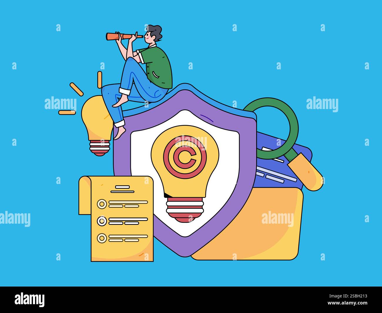 Protect intellectual property flat vector concept operation hand drawn ...