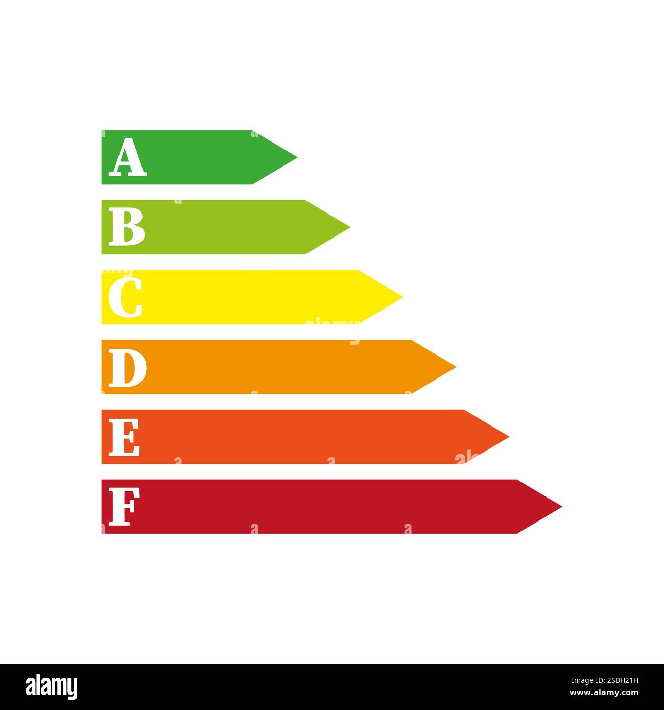 Energy rating chart. Gradient arrow bars. Color scale display. Vector ...